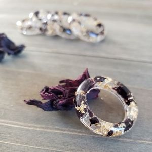 Hand Crafted | Jewelry | Handmade Resin Ring Dark Hibiscus Flower ...